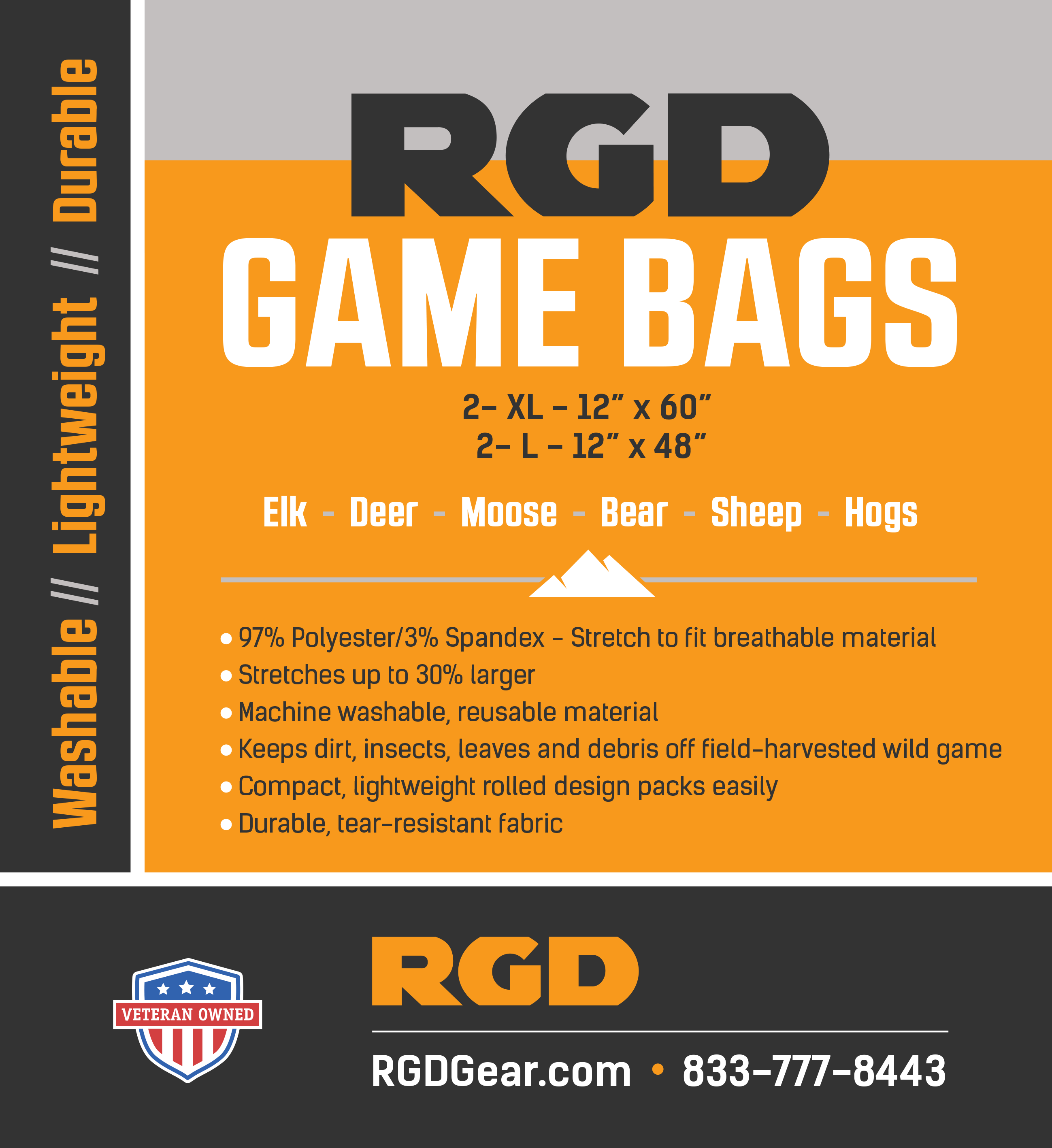Big Game Packout Game Bags - 4-Pack 48 & 60 inch - Elk, Moose, Deer – RUGID